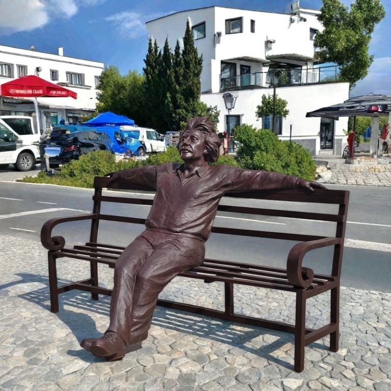 Albert Einstein Sitting on Bench Bronze Statue- Fine Art Bronze Animal ...
